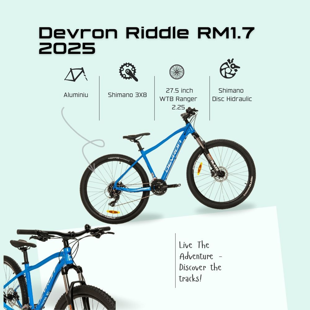 Bicicleta Mtb Devron Riddle RM1.7 2025 - 27.5 Inch, M, Albastru - eMAG.ro