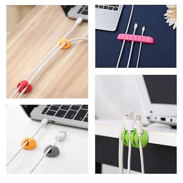 Set 16 cleme pentru organizare cabluri, marimi diferite, plastic, alb ...