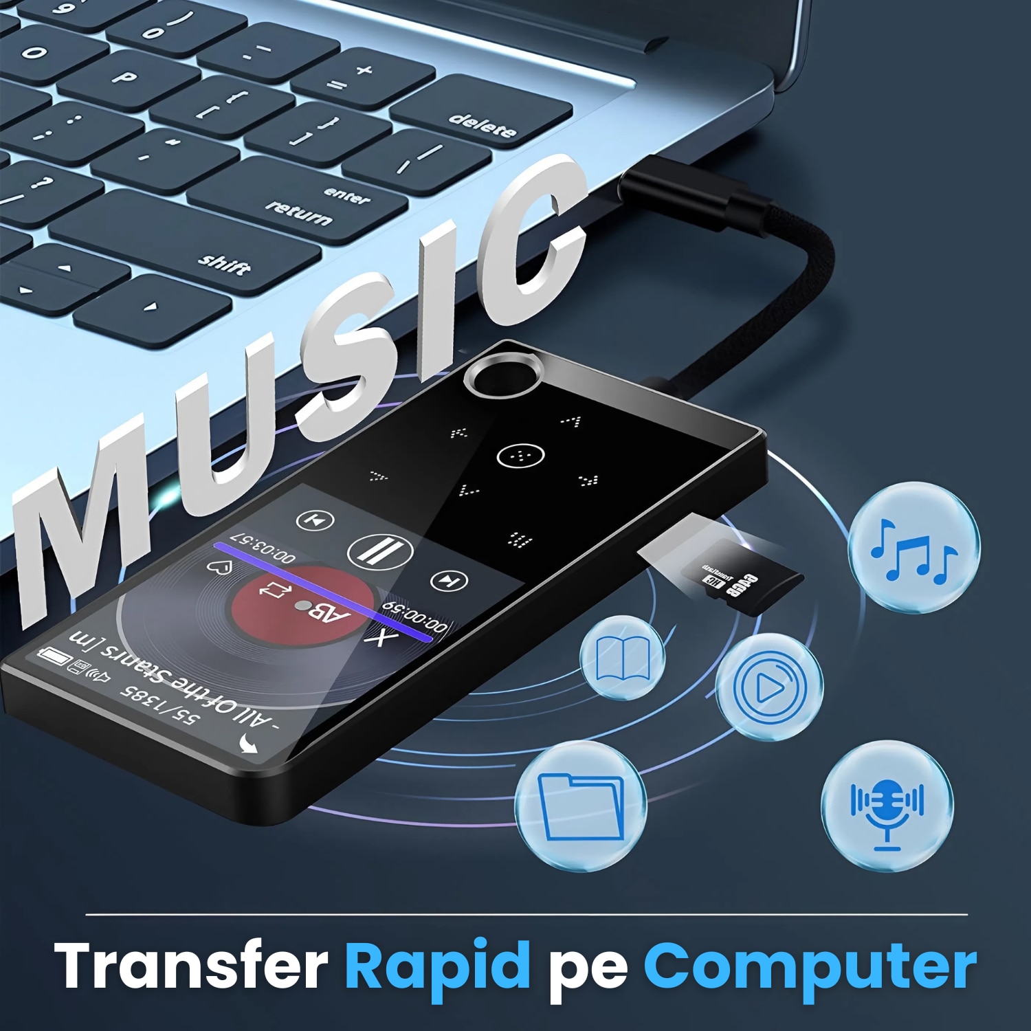 Mp4 Mp3 плейър Vala Tech 64GB, 2.4” TFT екран, HiFi звук, Bluetooth, FM ...