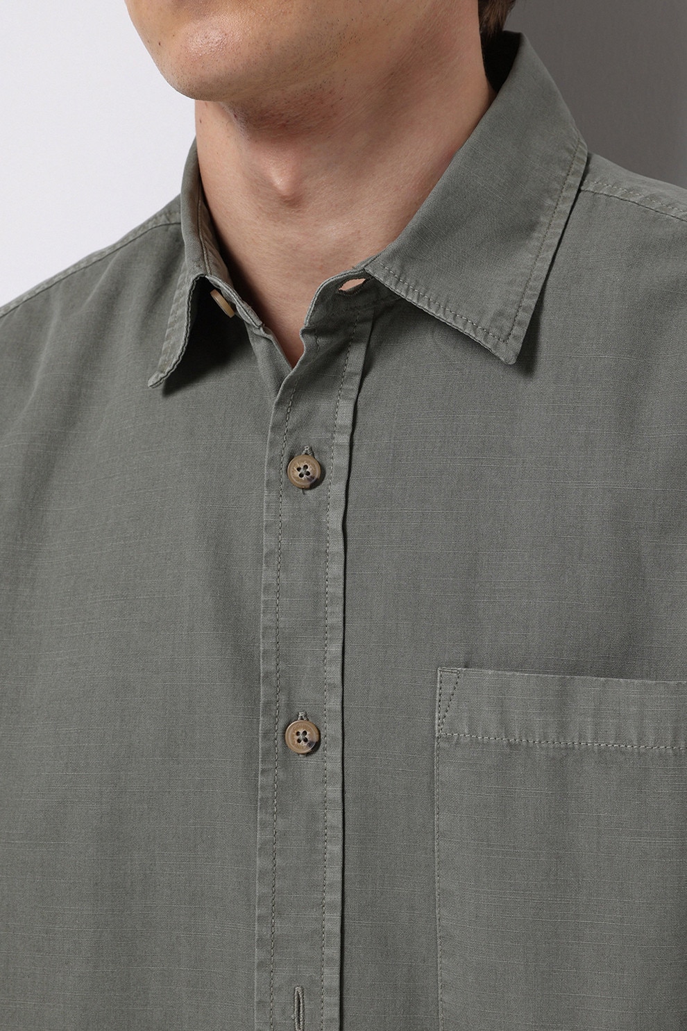 COLIN'S, Camasa relaxed fit cu buzunar pe piept, Kaki, L - eMAG.ro