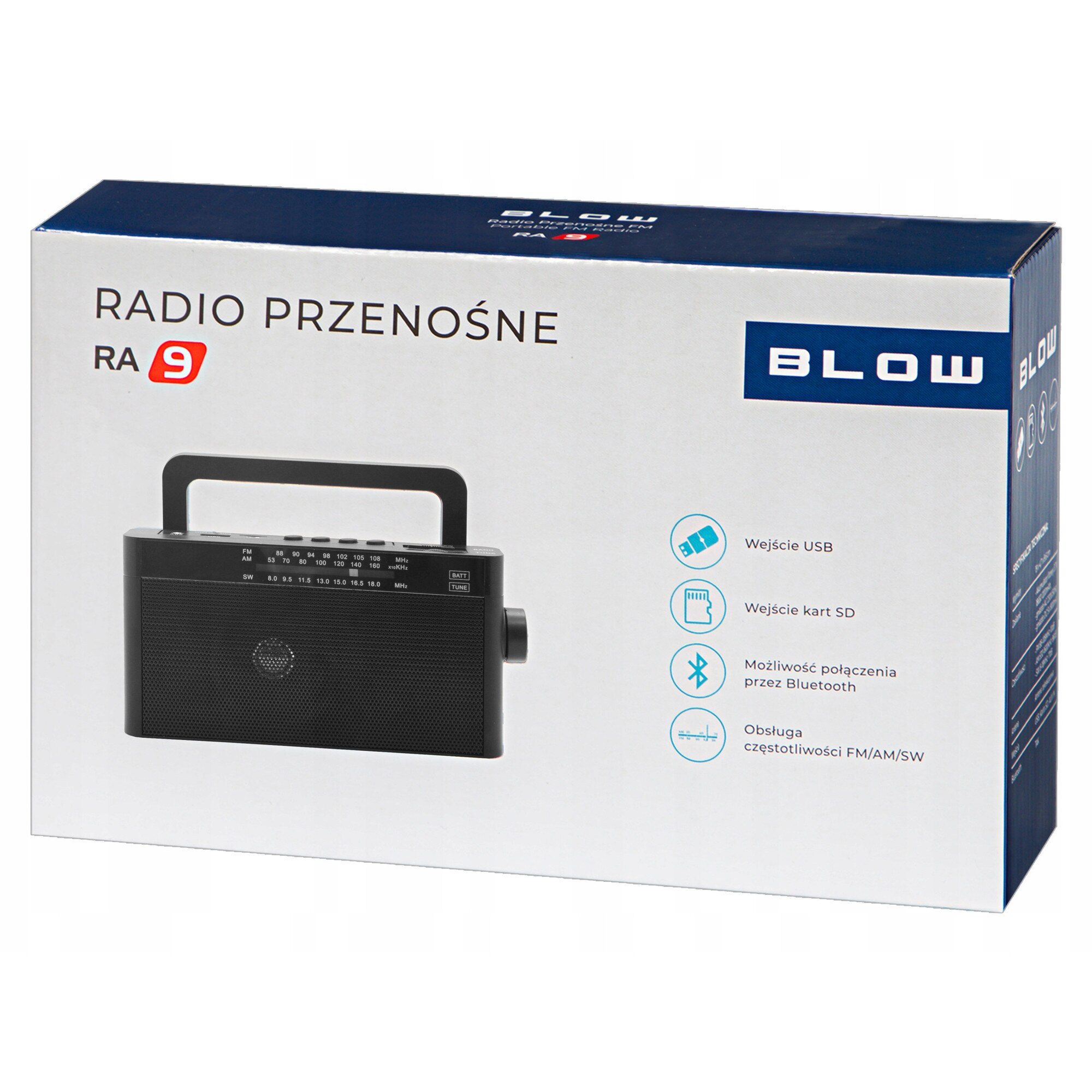 Radio portabil Blow RA9 AM/FM/SW, Bluetooth, USB, SD, 190x97x51mm - eMAG.ro