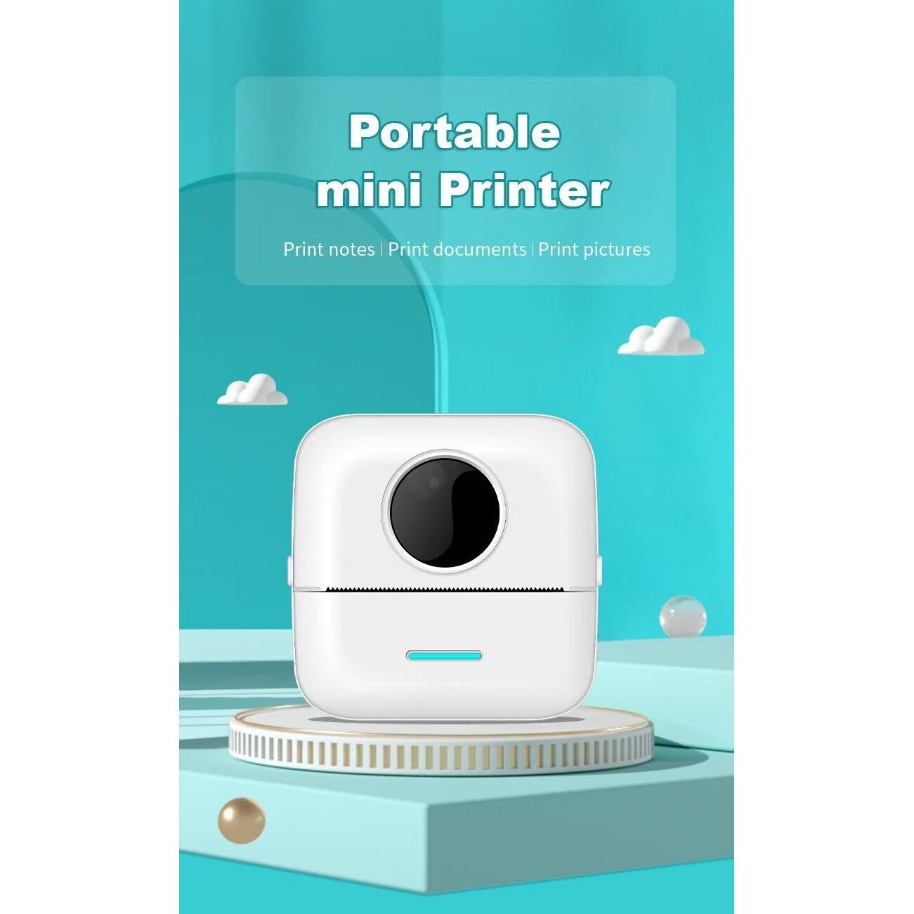 Imprimanta termica mini portabila 5 hartii de imprimare +5 hartii ...