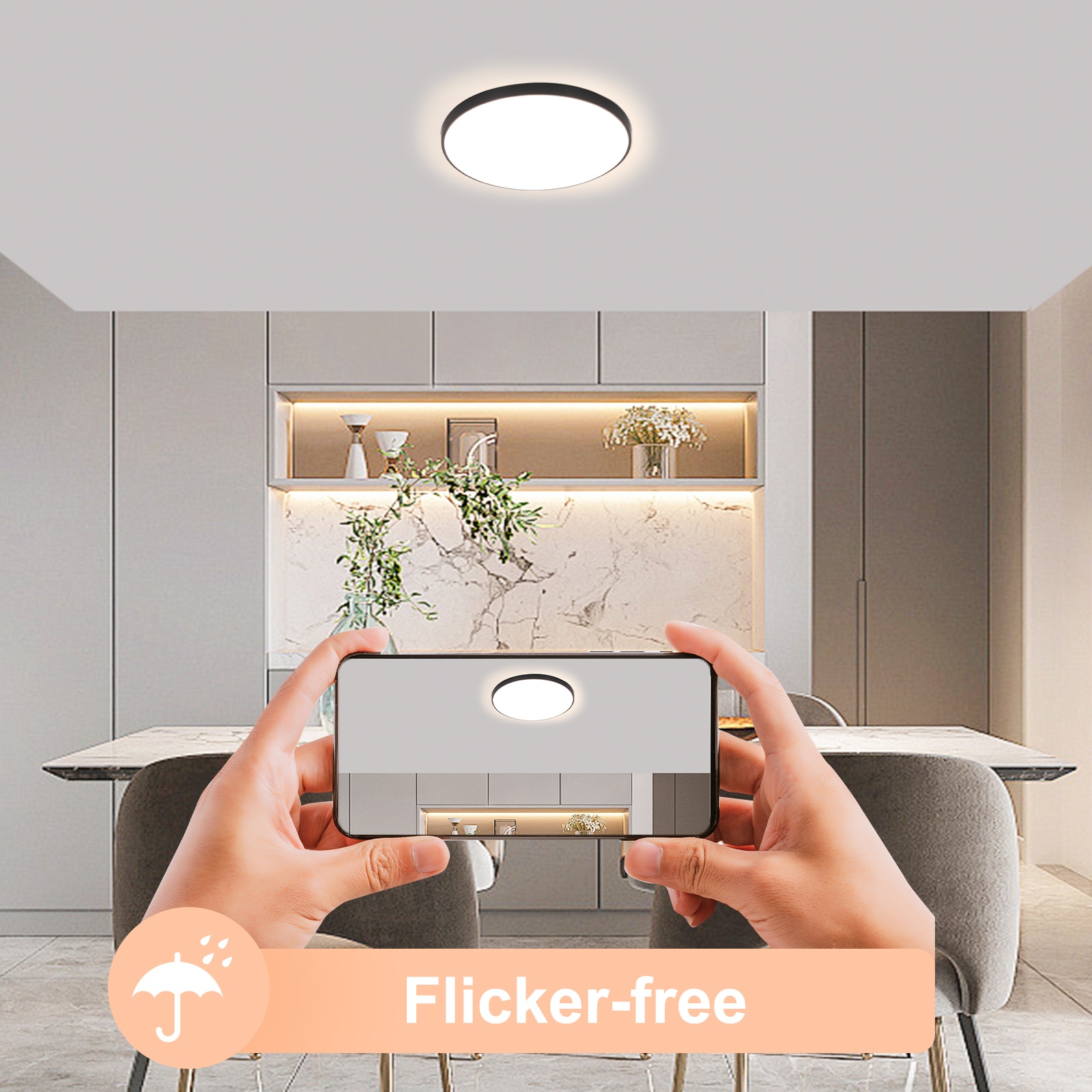 Кръгла плафониера с LED, Toolight, 24W, 4500K, Неутрална светлина ...