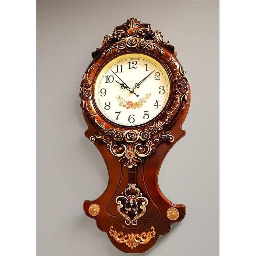 Ceas de perete vintage cu pendul, BLA BLA FOAM® design baroc, maro cu ...