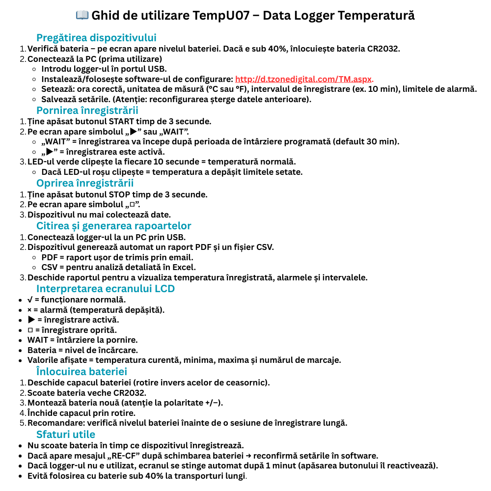 Termometru, Data Logger - Inregistrator de date de Temperatura, pentru ...