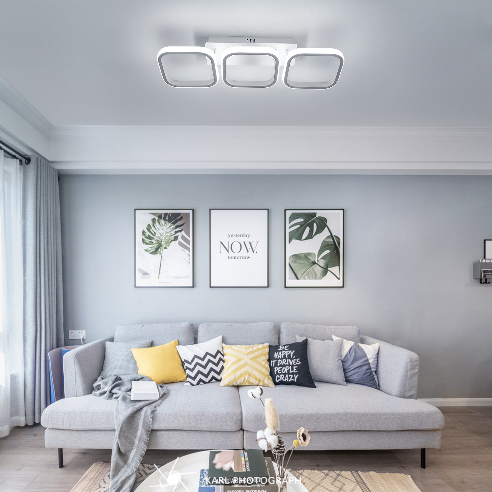 Lampa de tavan LED, Goeco, 53 cm, 32 W, Reglare continua a intensitatii ...