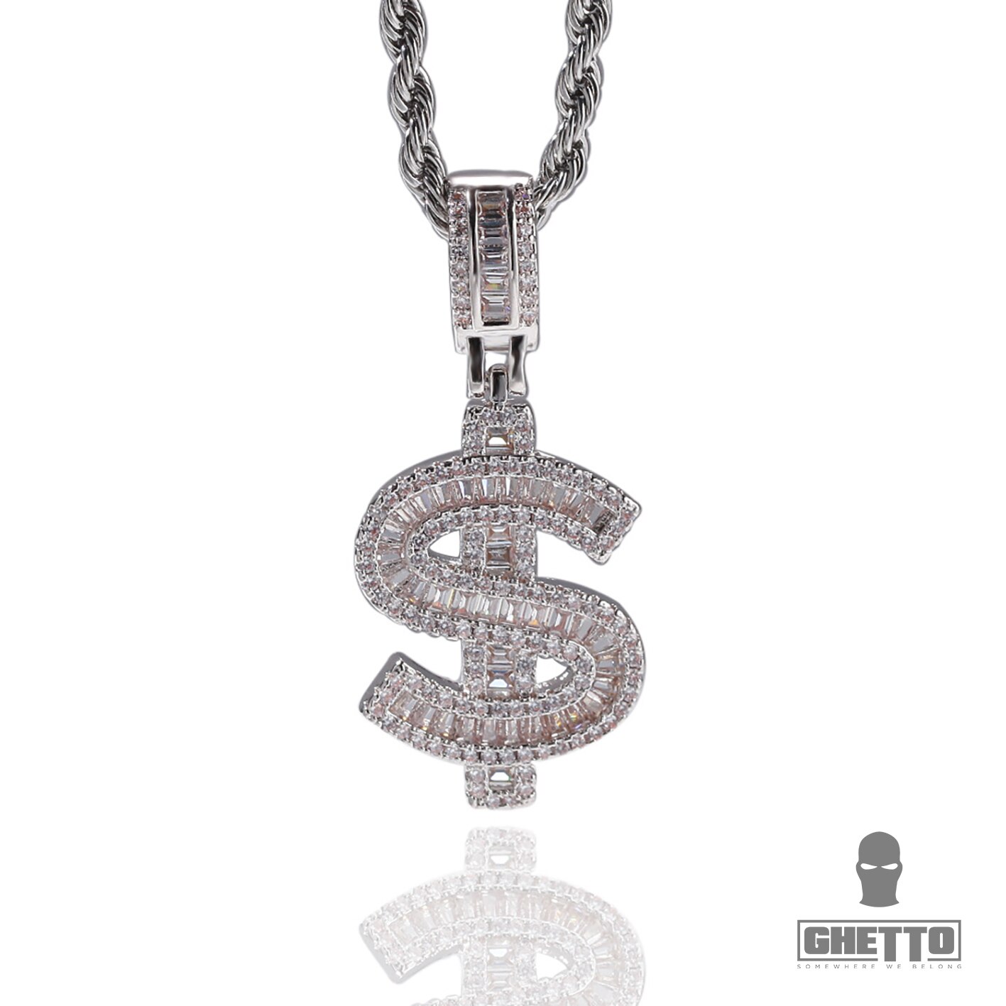 Pandantiv Ghetto Hip Hop Semn Dolar $ cu Zirconii Cubice, Unisex - eMAG.ro