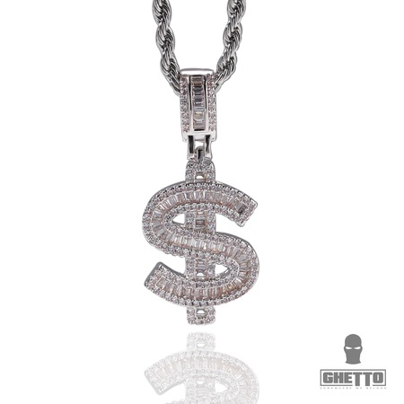 Pandantiv Ghetto Hip Hop Semn Dolar $ cu Zirconii Cubice, Unisex - eMAG.ro