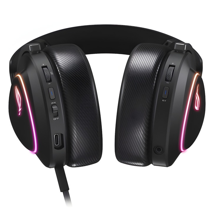 Casti de gaming Asus ROG Delta II fara fir/Bluetooth/cu fir, negre ...