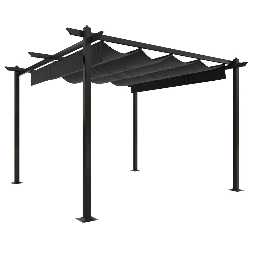 Pavilion de gradina, acoperis retractabil, antracit, 3x3 m - eMAG.ro