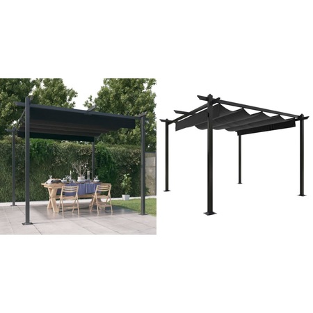 Pavilion de gradina, acoperis retractabil, antracit, 3x3 m - eMAG.ro