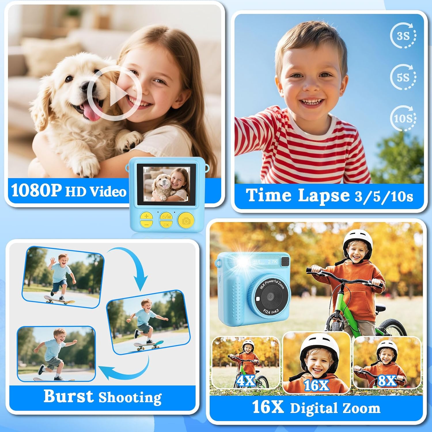 Aparat Foto Instant Copii, SHIJOOE®, cu Functie de Printare Instant，HD ...