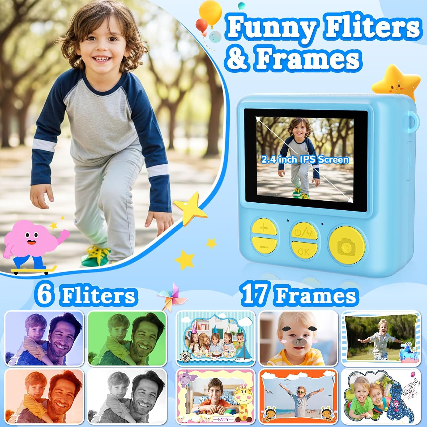 Aparat Foto Instant Copii, SHIJOOE®, cu Functie de Printare Instant，HD ...