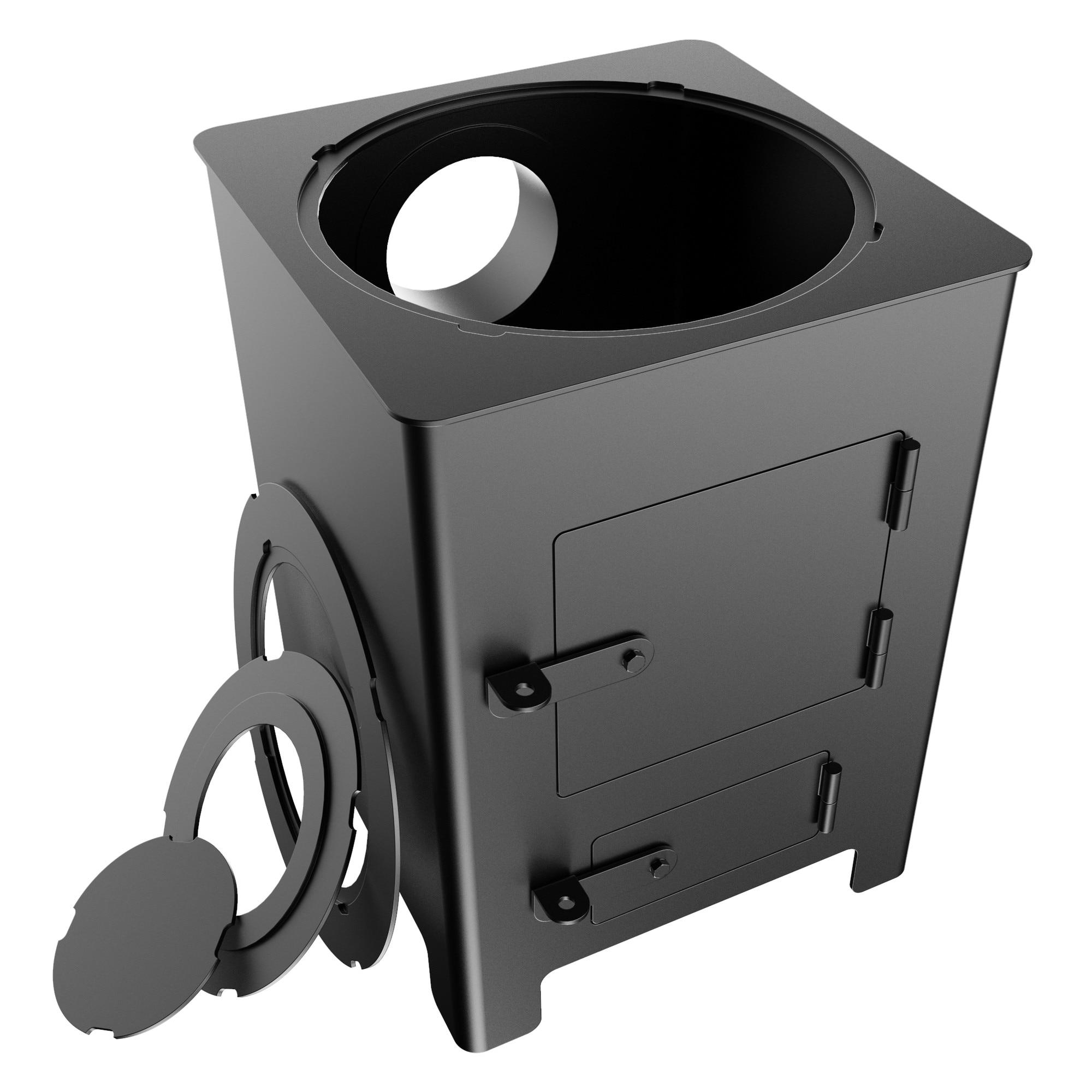 Soba de gradina, patrata, din metal grosime 3mm, pentru ceaun tuci ...