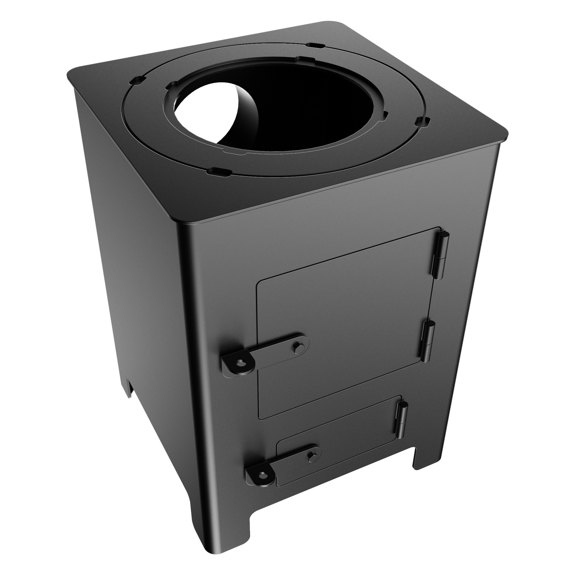 Soba de gradina, patrata, din metal grosime 3mm, pentru ceaun tuci ...