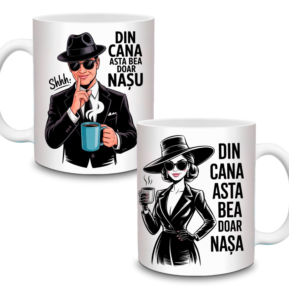 Set 2 cani haioase pentru Nas si Nasa, cadou personalizat cu mesaj ...