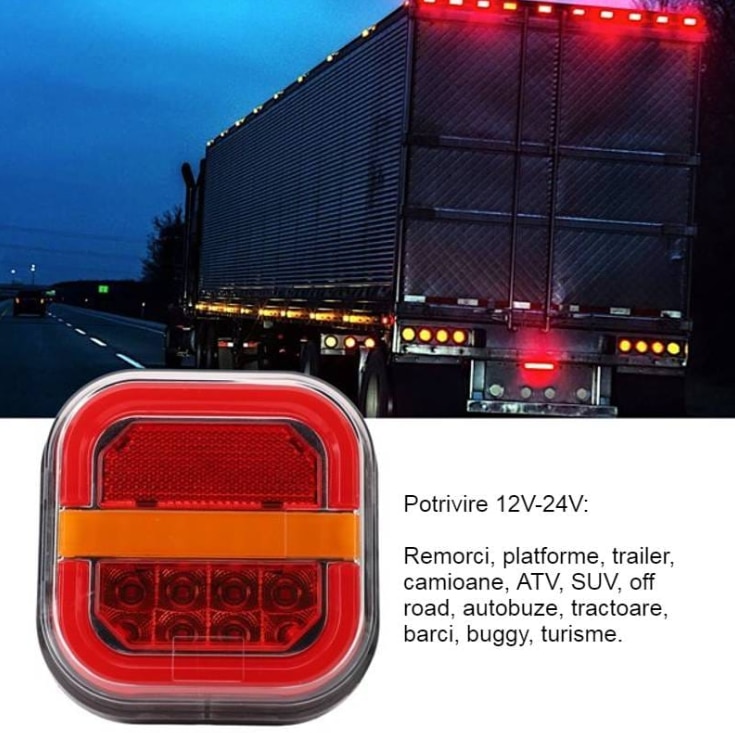 Set 2 Stopuri Auto LED Spate, Universale, pentru Remorca, Camion si ...