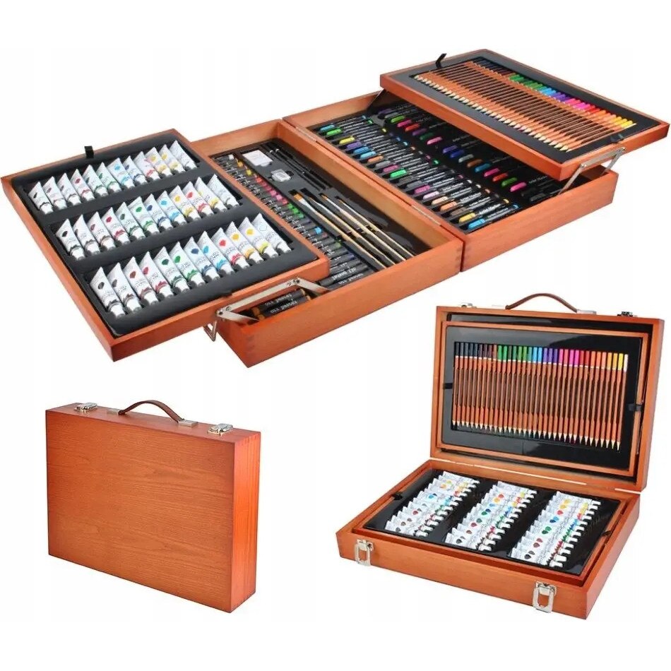 Set de pictura 174 elemente, MAALEO, valiza din lemn,, 44,5x31x9,6cm ...