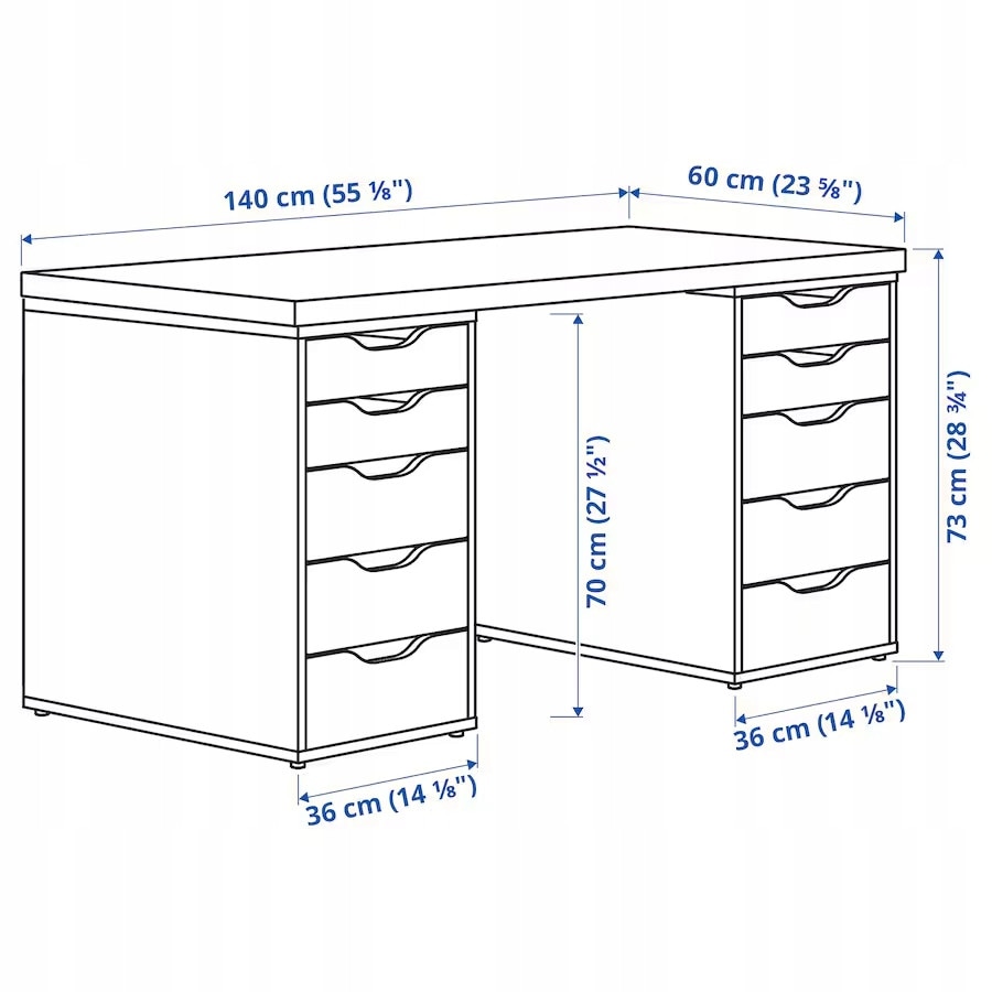 Birou, IKEA, model LAGKAPTEN / ALEX, maro/negru, 140x60 cm, 73 cm ...