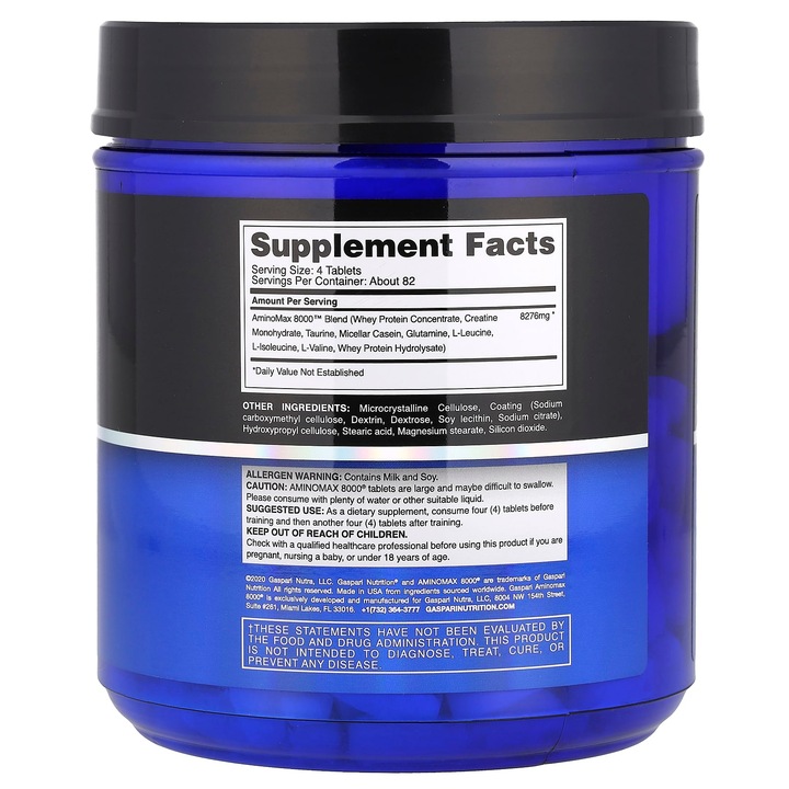 AminoMax 8000, Gaspari Nutrition, 325 tablete, 8g aminoacizi, creatina ...