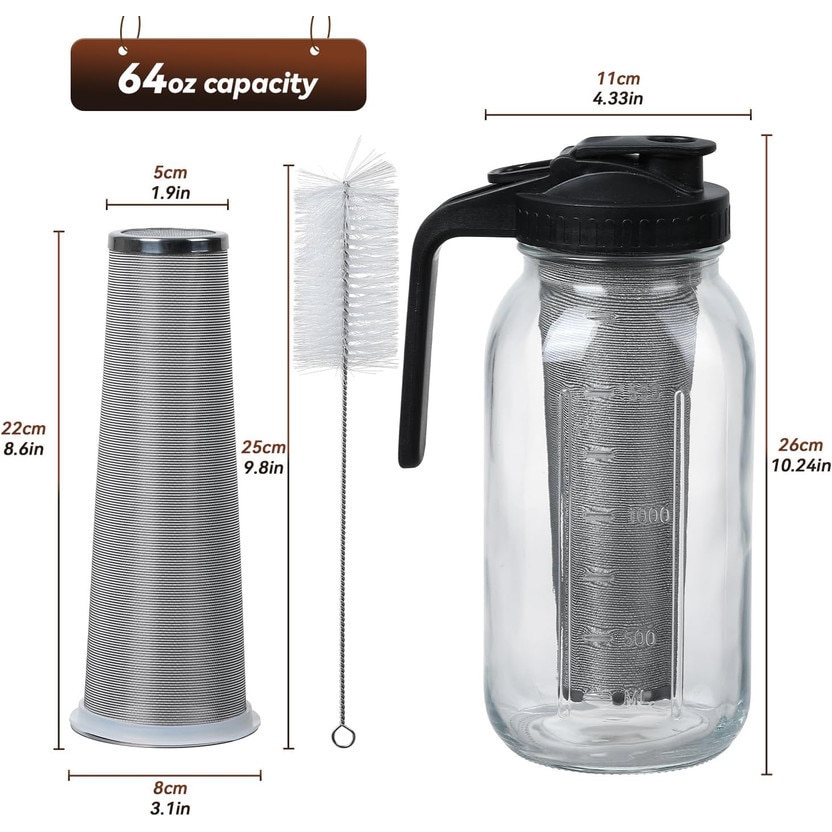 Set complet pentru prepararea cafelei la rece 64oz, Caltucus Core ...