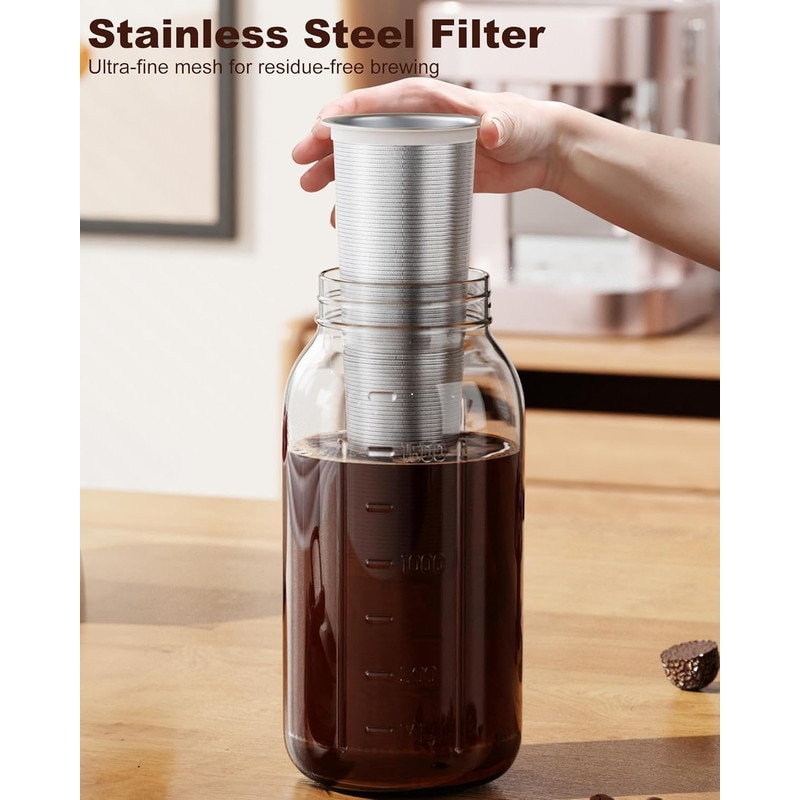 Set complet pentru prepararea cafelei la rece 64oz, Caltucus Core ...