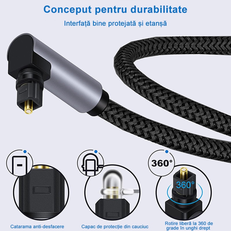 Optikai audio kábel, Toslink, Rqiurpn, 360 fokos, SPDIF, apa-apa, 5m ...