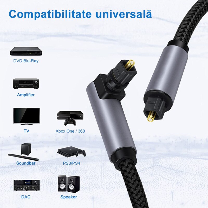 Optikai audio kábel, Toslink, Rqiurpn, 360 fokos, SPDIF, apa-apa, 5m ...