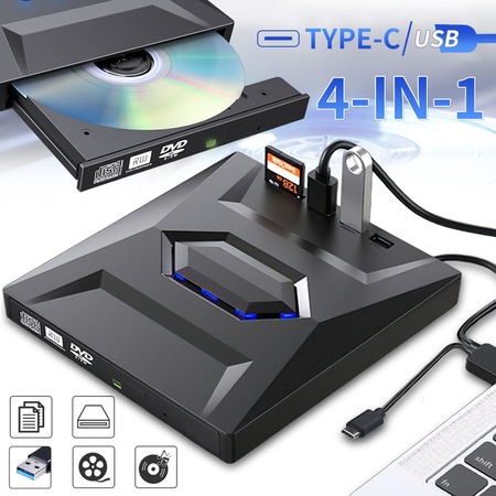 Unitate CD DVD externa, Lurelia, USB 3.0 si USB-C arzator CD ROM DVD ...