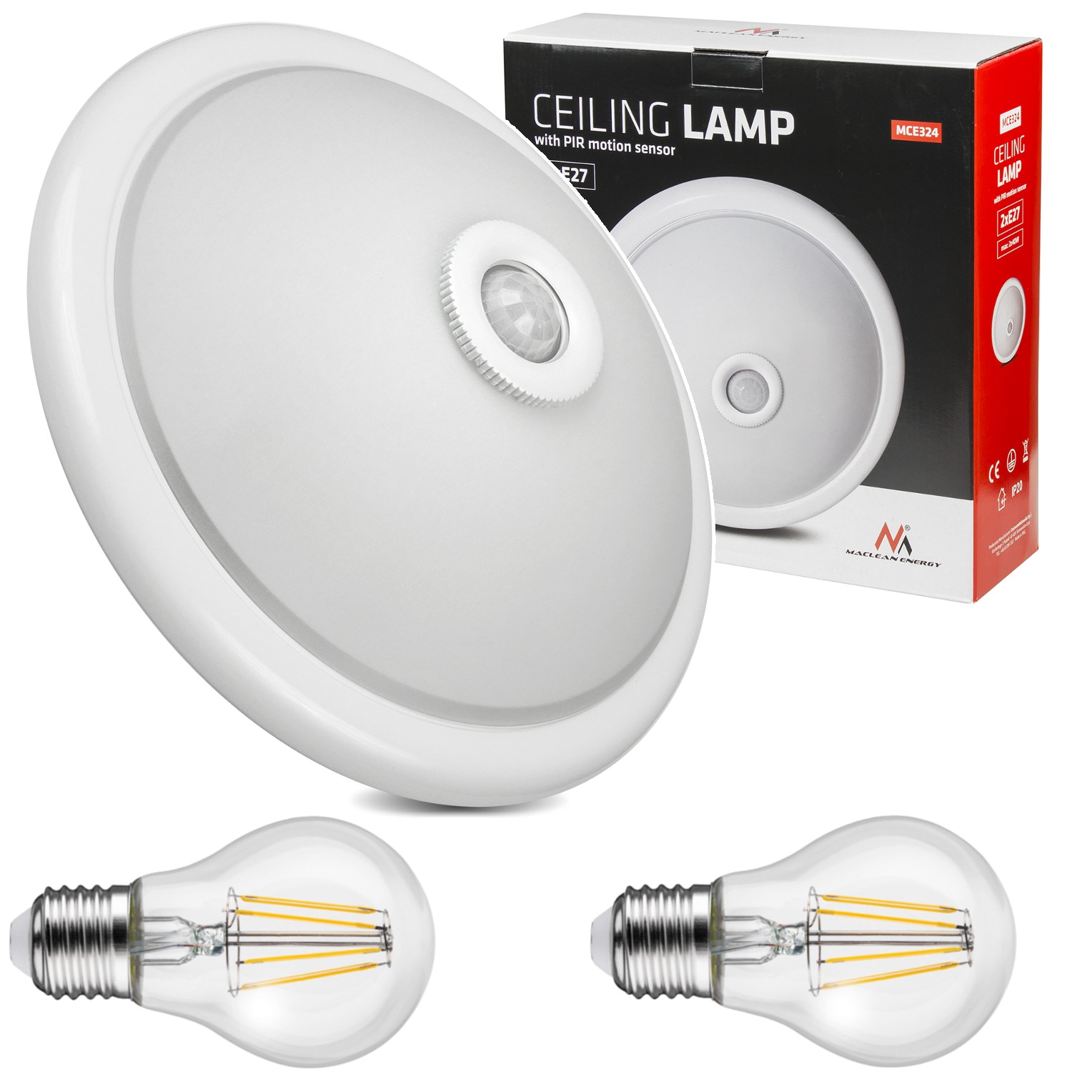Plafon cu senzor de miscare LED, Maclean Energy MCE324, tavan, 2x ...