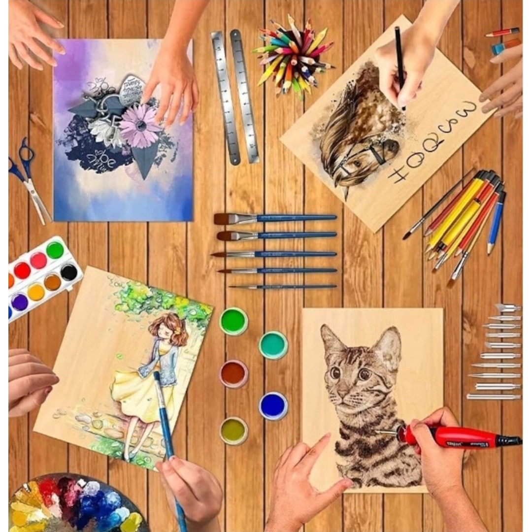 Set 20 bucati placaj din plop, format 20x10 cm, pentru pirogravura ...