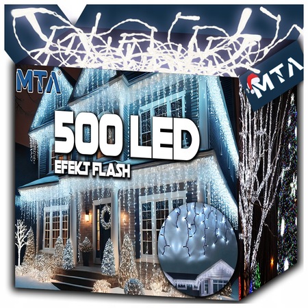 Коледна инсталация, MTA, външни лампи, 500 LED, светкавичен ефект, 21 м ...
