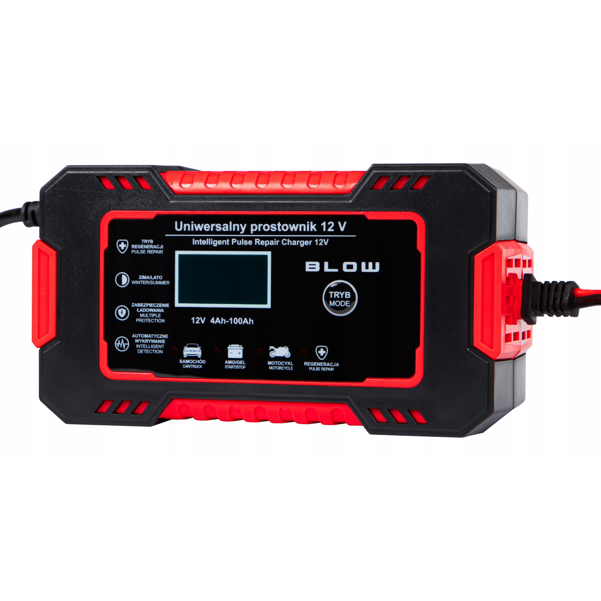 Redresor auto BLOW 12V 6A, display LCD, mod de reparare, dimensiuni ...