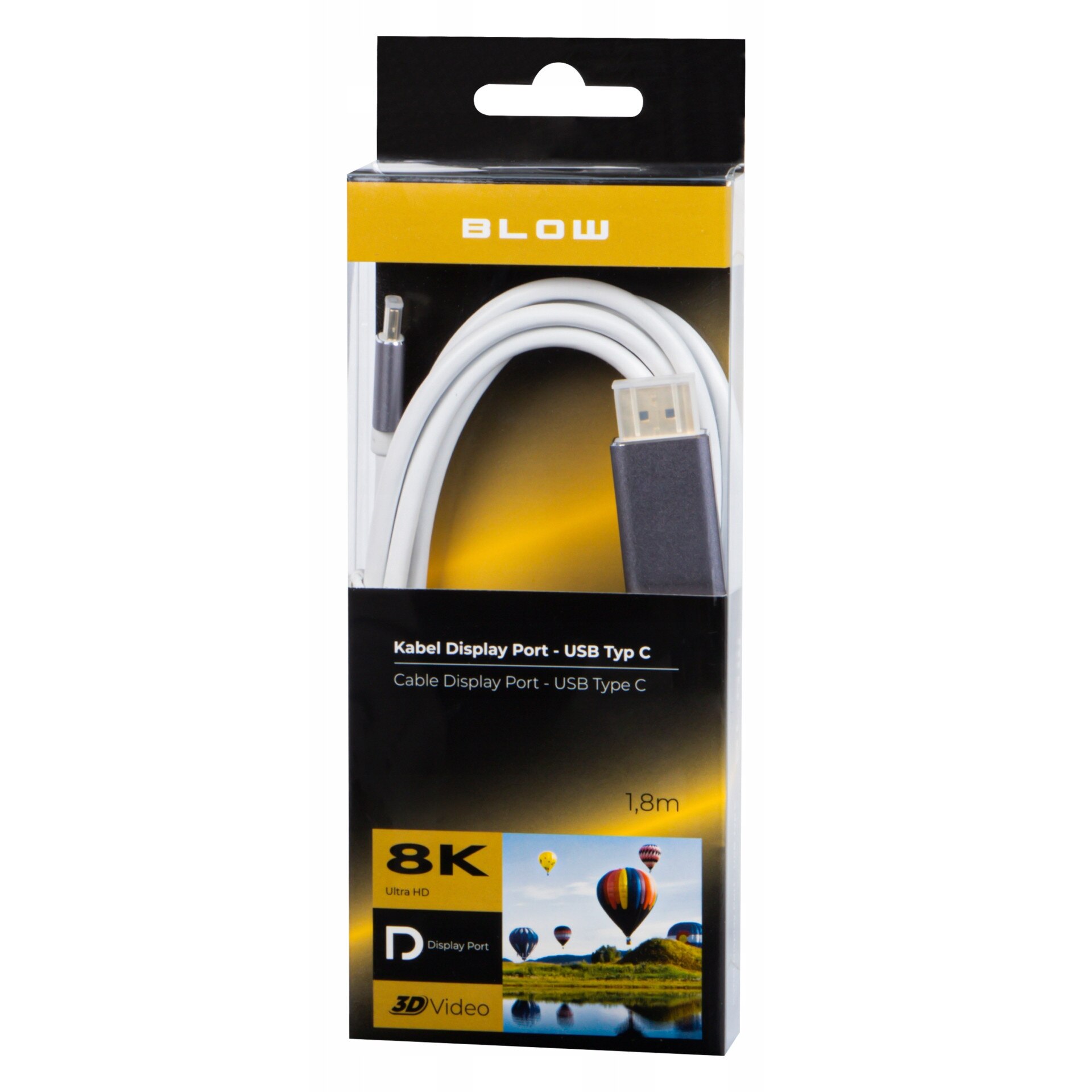 Cablul DisplayPort - USB-C BLOW 8K, 1,8m, alb - eMAG.ro