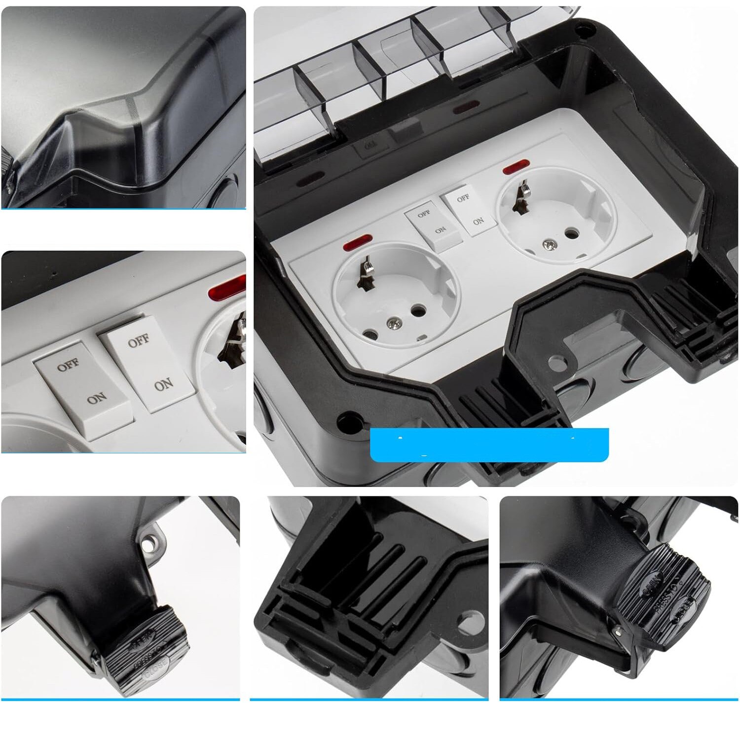 Priza exterior IP66 Ydene®, 2 prize, clapeta sigura, rezistenta la apa ...