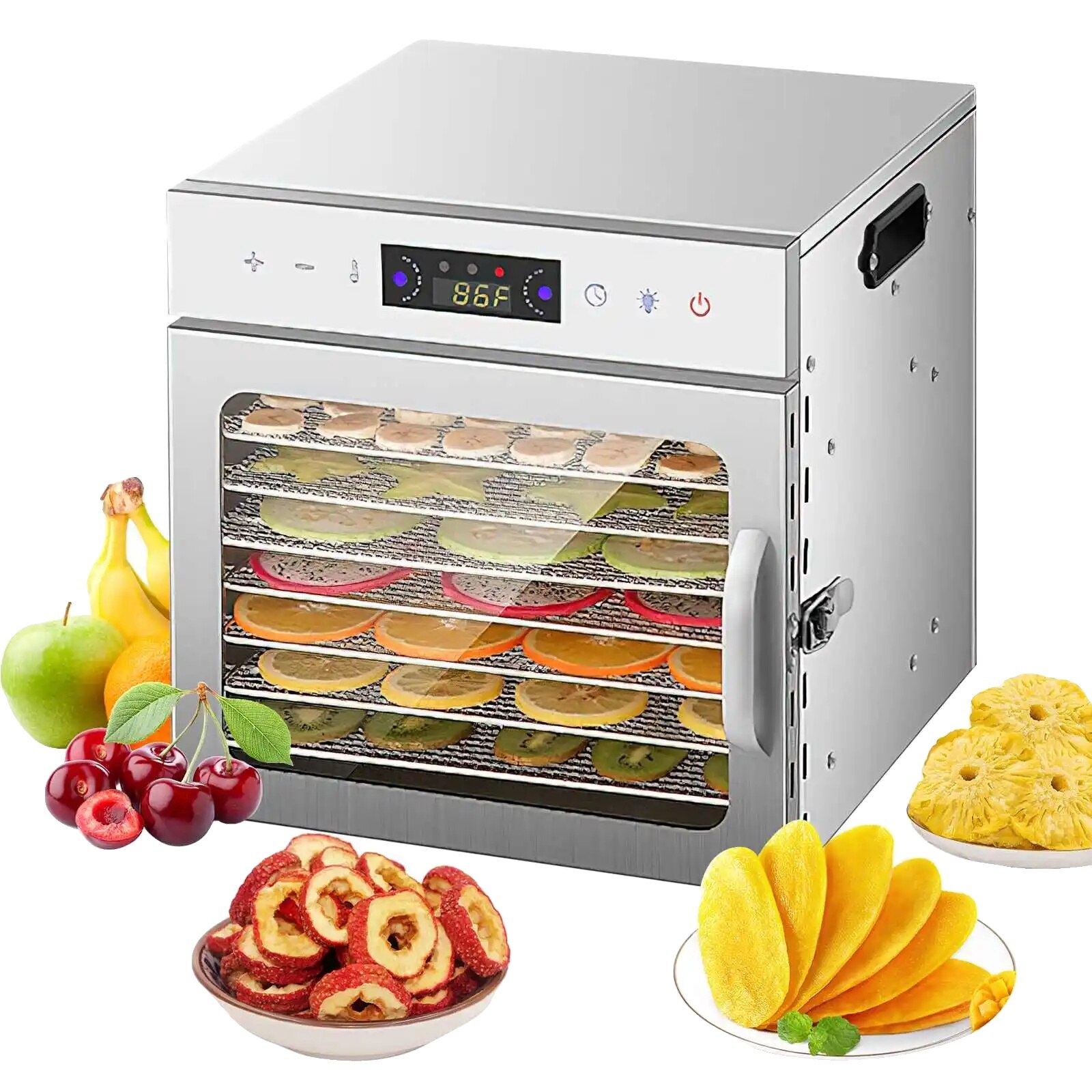 Deshidrator de alimente, 8 tavi, control LED, inox, 400W, dimensiuni ...