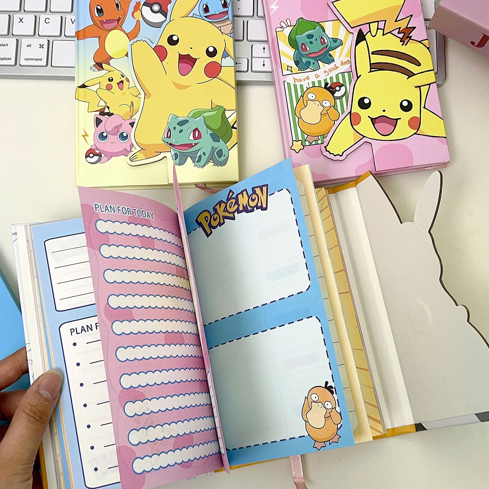 Set caiete magnetice pliabile, autocolante Pikachu, creioane galbene ...