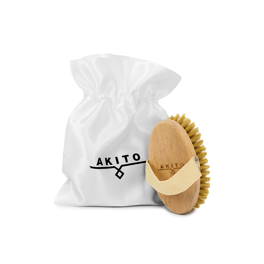 Perie pentru masaj uscat Akito cu par natural, dimensiuni 7x13cm, set ...