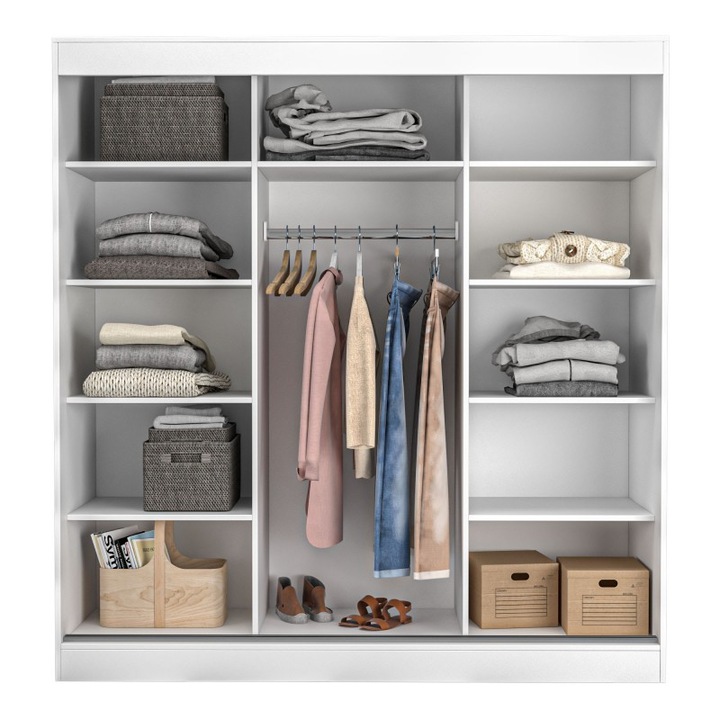 Dressing Echo Alb 190 cm, 3 Usi Glisante cu Oglinda Mixbo, Pal ...