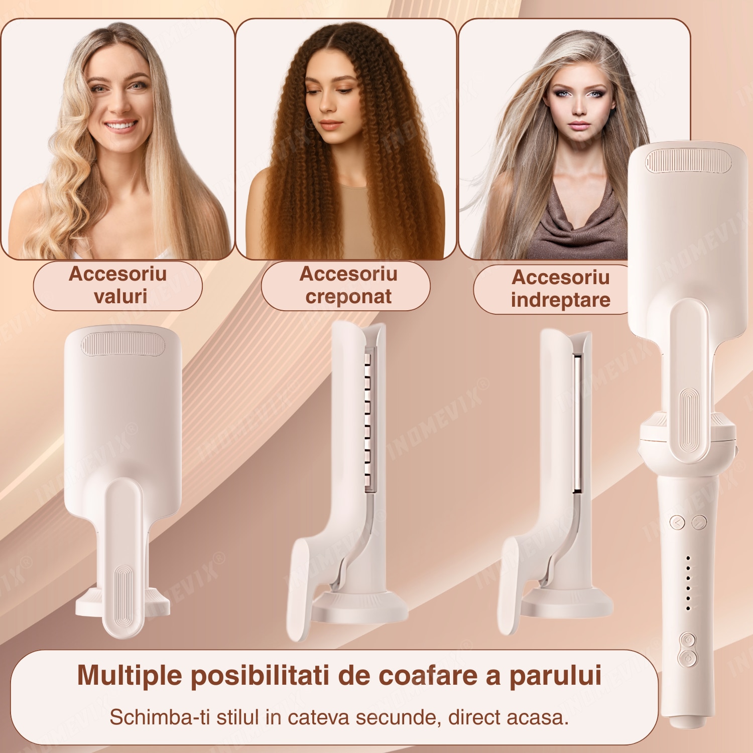 Ondulator automat pentru par 9 in 1 INOMEVIX®, invelis ceramic cu ...