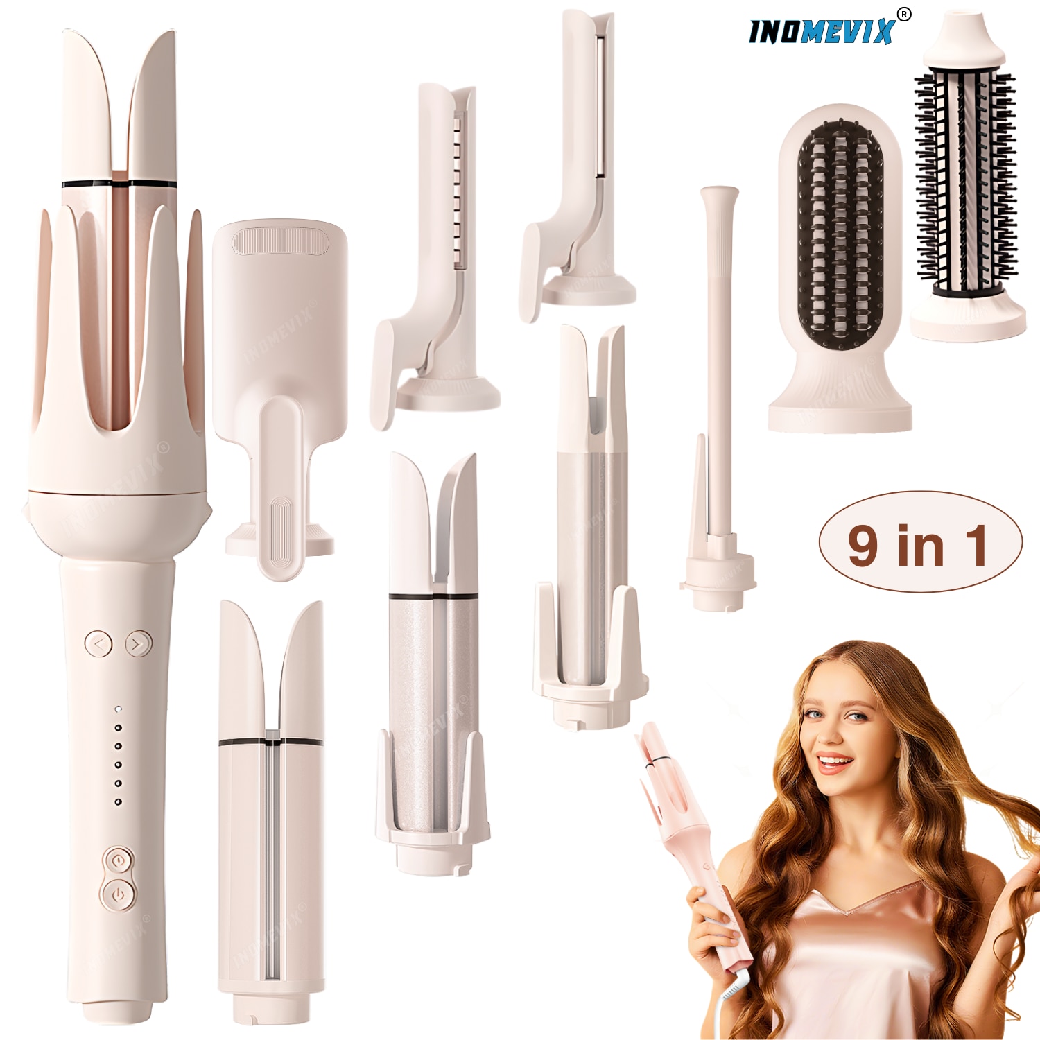 Ondulator automat pentru par 9 in 1 INOMEVIX®, invelis ceramic cu ...