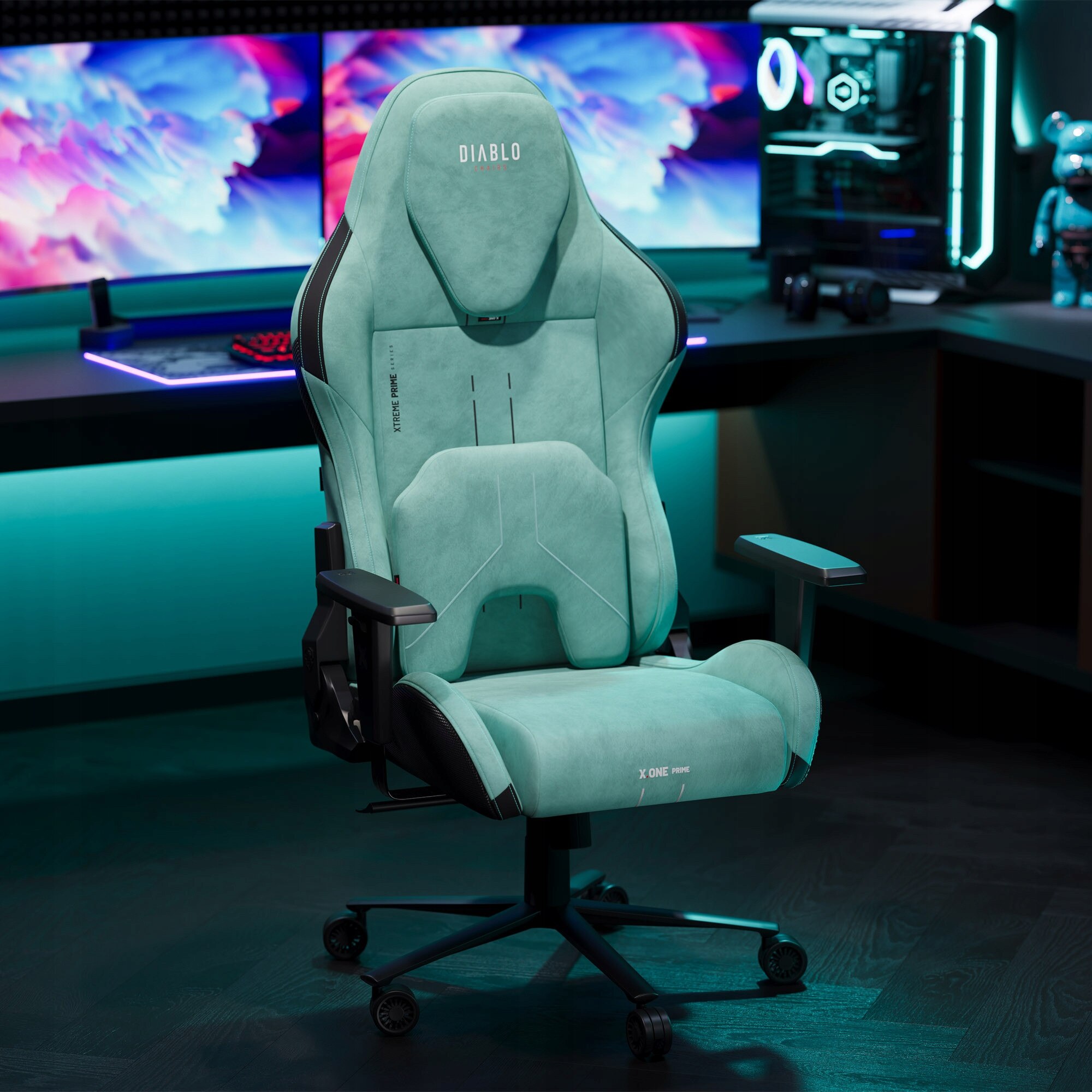 Scaun Gaming X.One Prime, Domator24, cu functie de racire, verde/negru ...