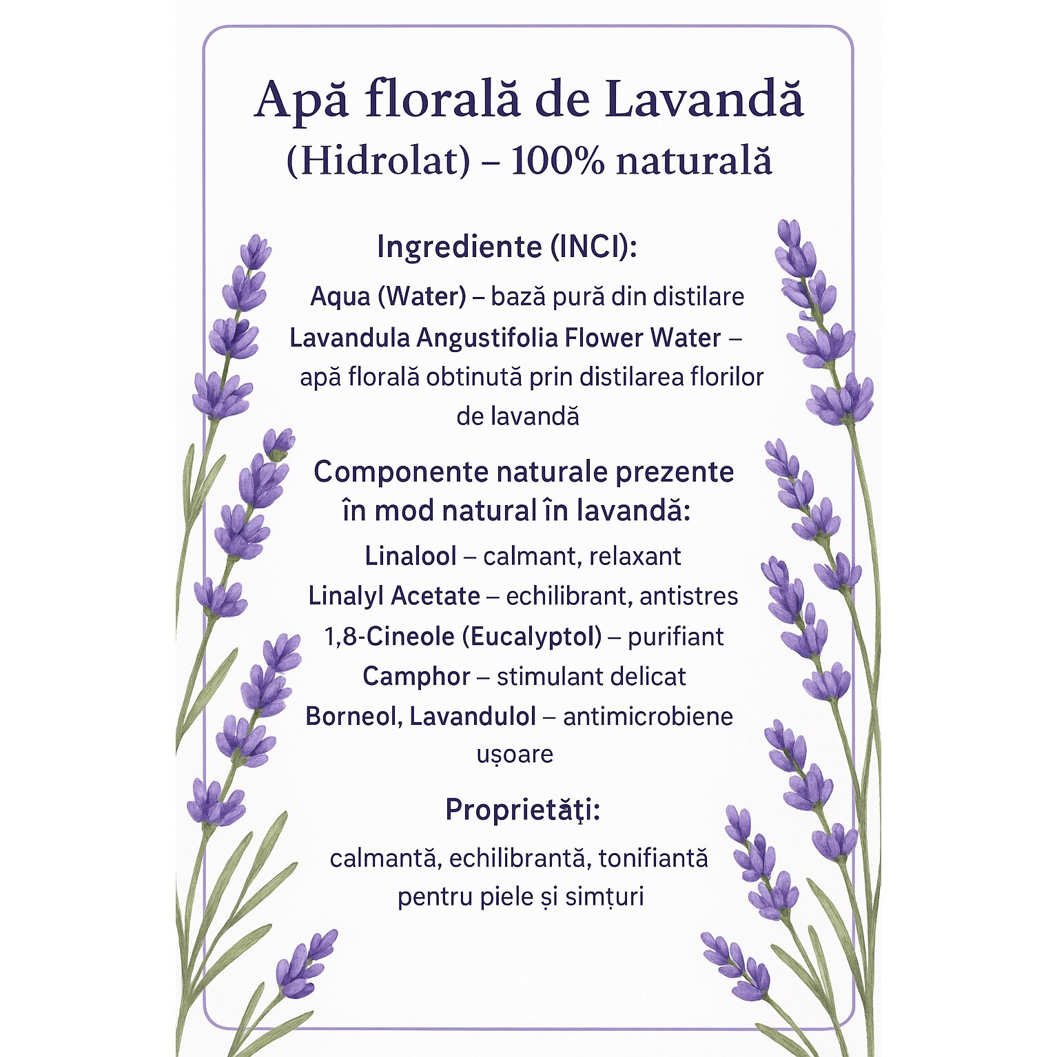 Apa florala de Lavanda Hidrolita Organica, 200ml - eMAG.ro