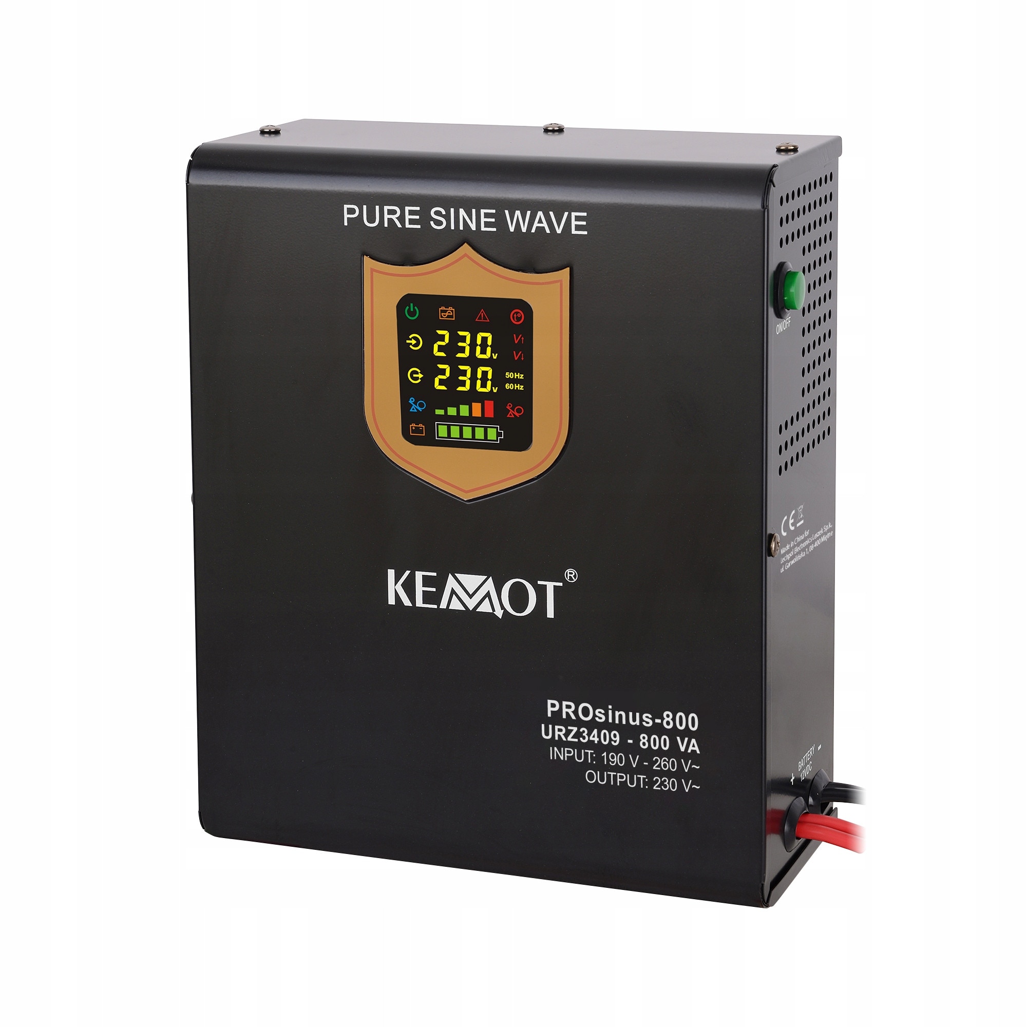 Vészhelyzeti Szünetmentes tápegység, Kemot PROsinus-800W 12V/230V fali ...