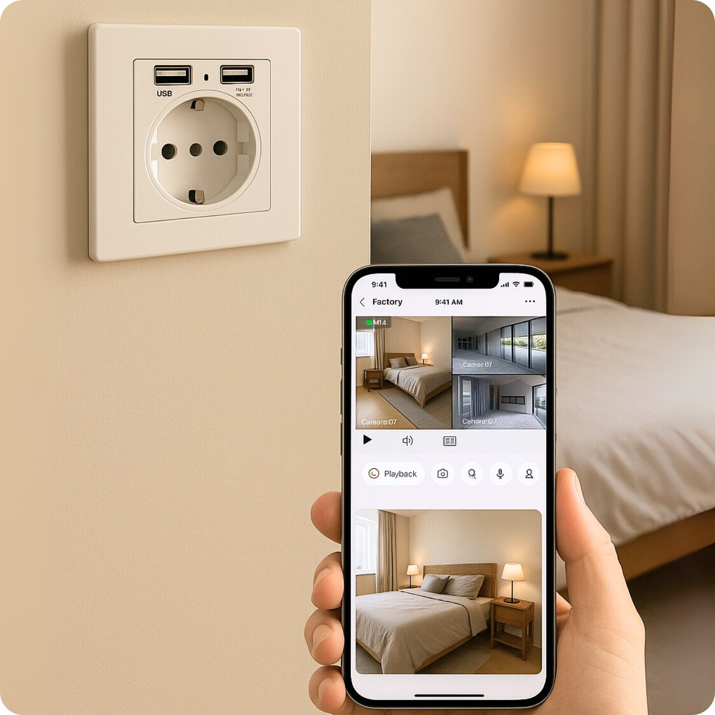 Mini camera de supraveghere in priza EC03 WiFi, detectie miscare ...