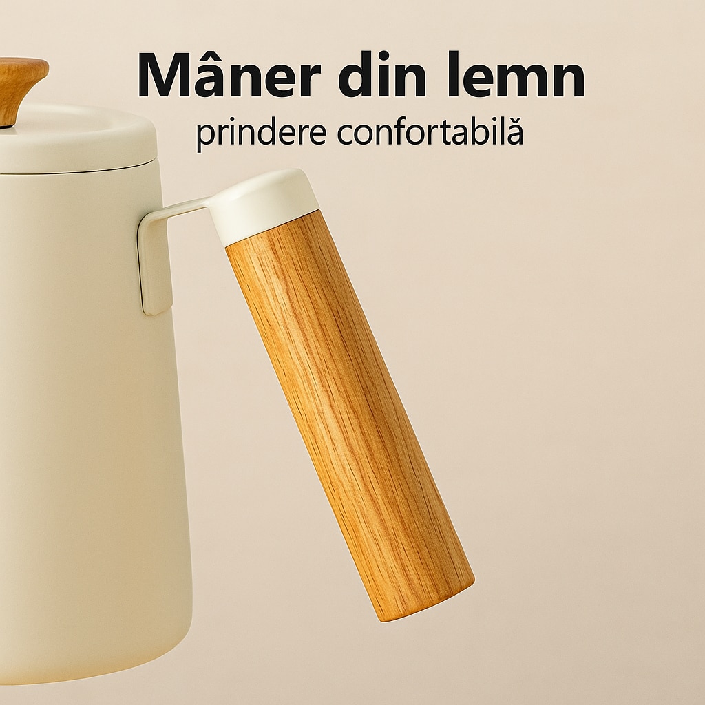 Ceainic pentru cafea din inox 304, gat de lebada cu capac si gura ...