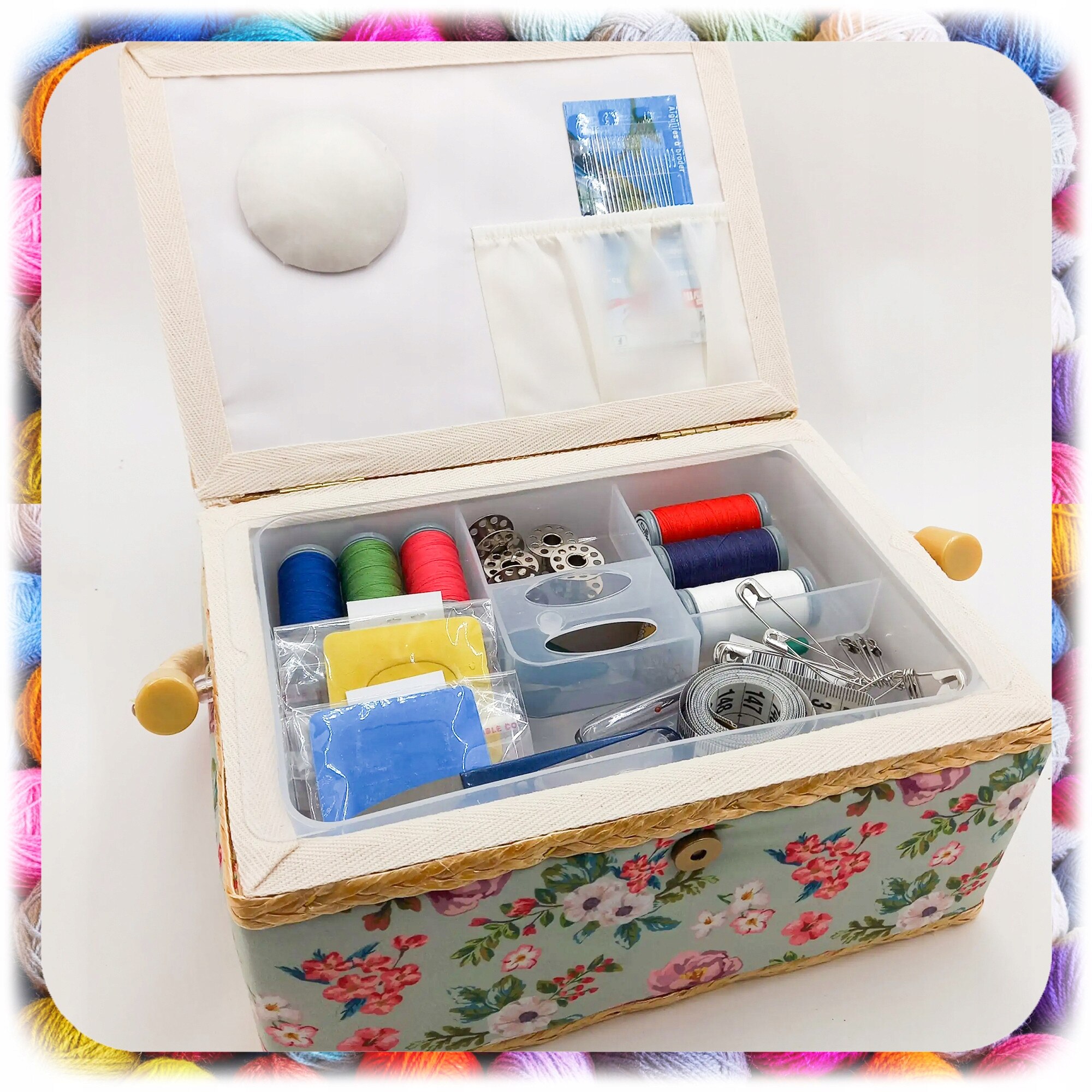 Organizator cu 4 compartimente, Pixel, pentru croitorie, 24,5x18,5x13cm ...