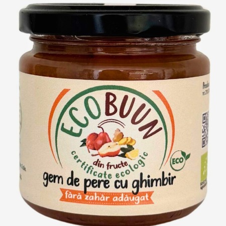 Gem de pere cu ghimbir, BIO, romanesc, fara zahar adaugat, EcoBuun, 200 ...