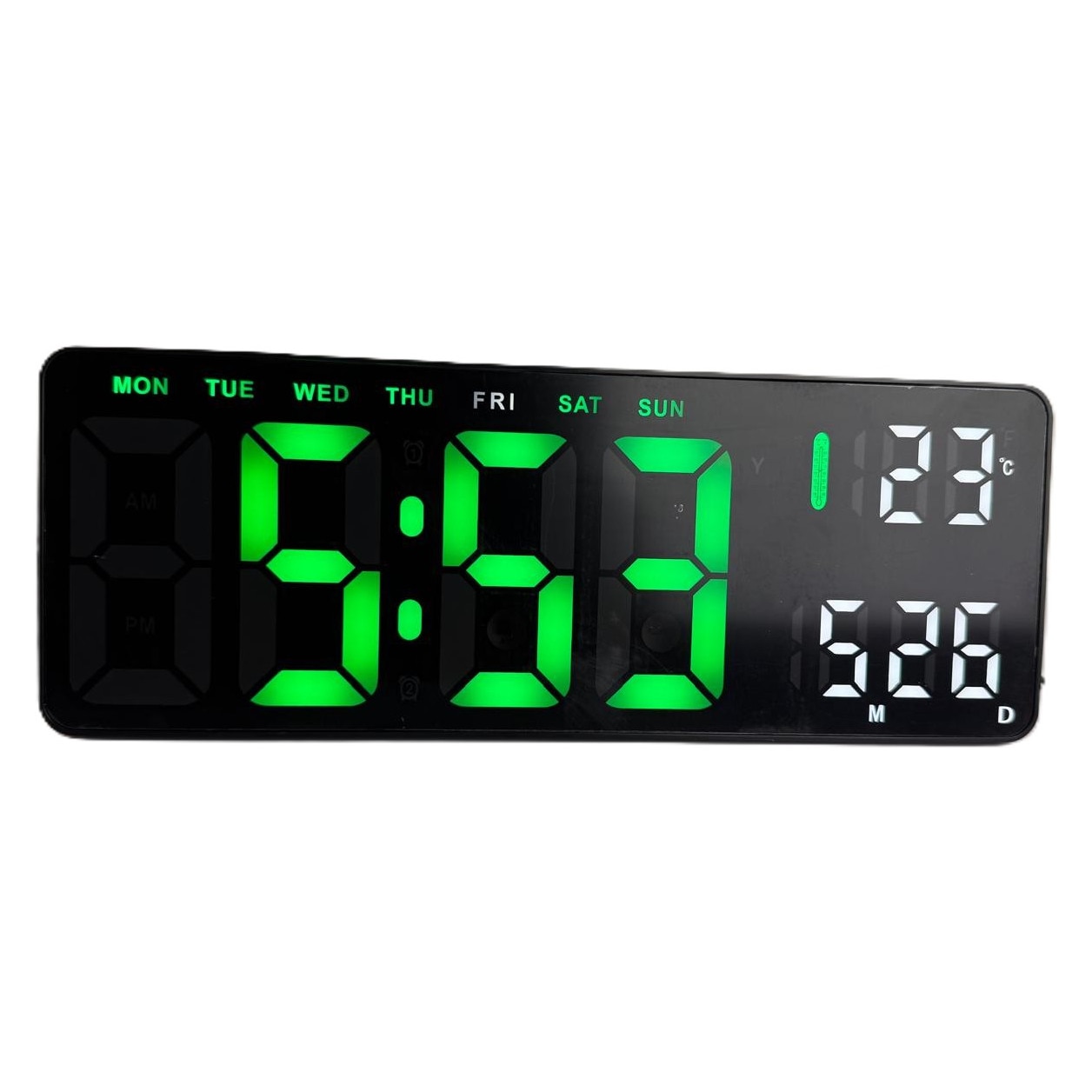 Ceas digital LED de perete/masa, ecran mare de 35x13 cm, Ora/Data/Ziua ...