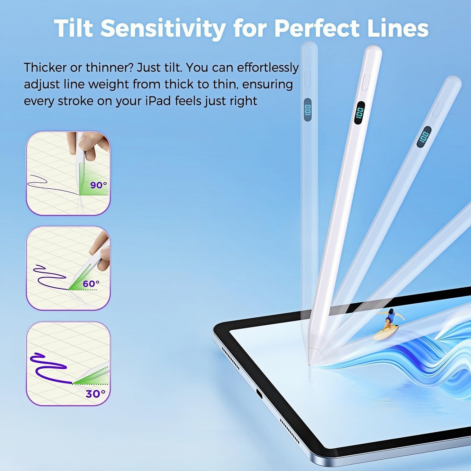 Stylus pen, MOSMAOO®, Pix pentru tableta iPad Apple 2018-2025, Functie ...